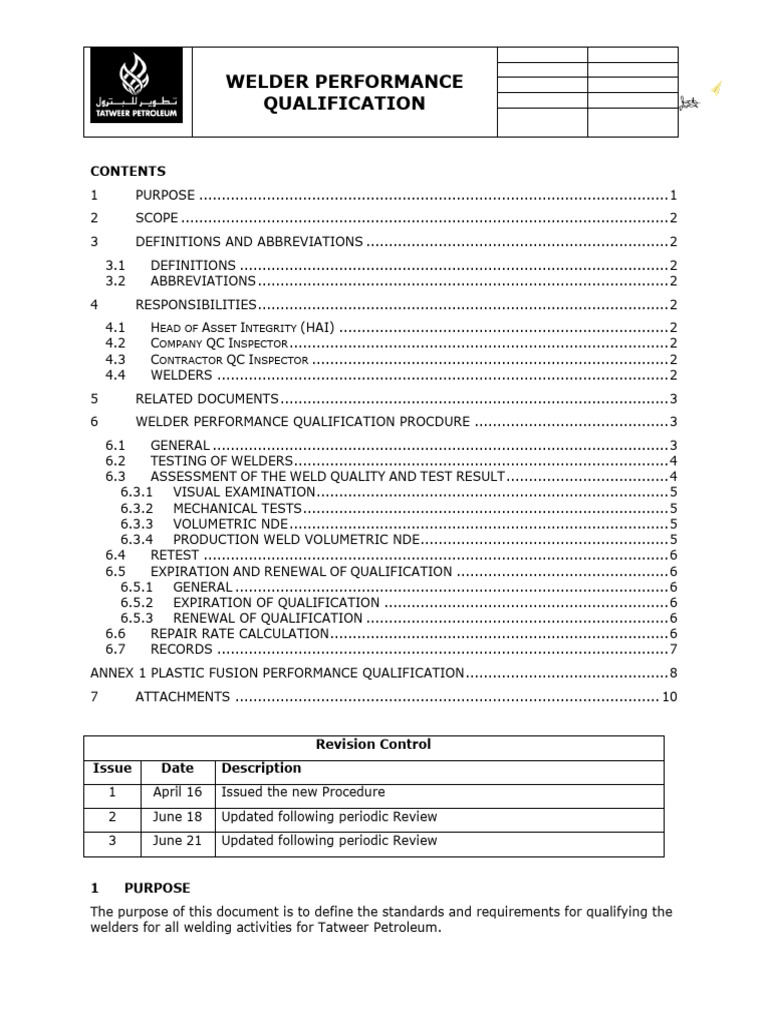QMS-017 Welder Performance Qualification Issue 3 June 21 | PDF ...
