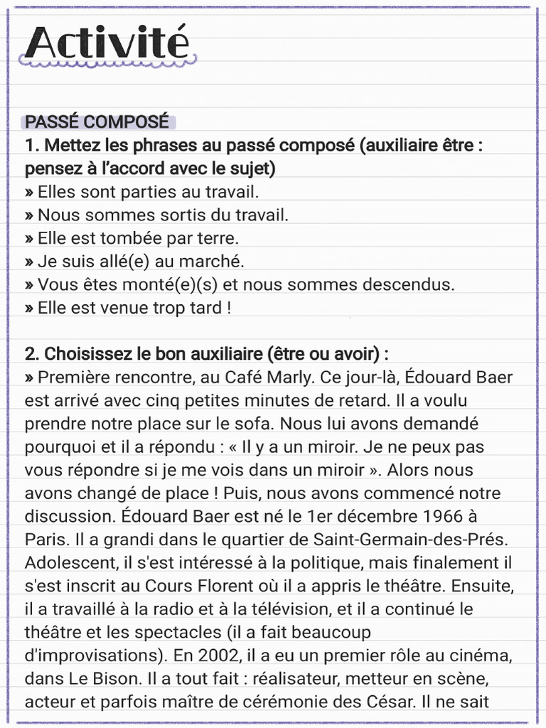 Activité 3 - Passé Composé | PDF