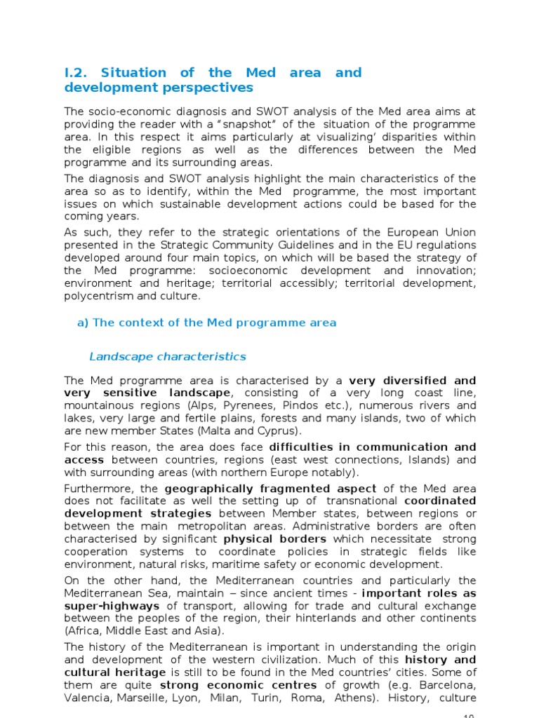 I.2. Situation of The Med Area and Development Perspectives | PDF ...