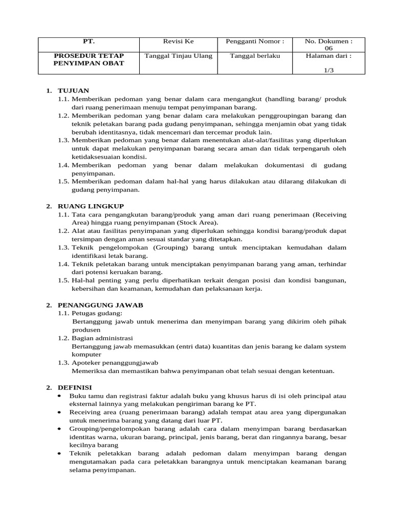 Sop 06. Protap Penyimpanan Obat | PDF