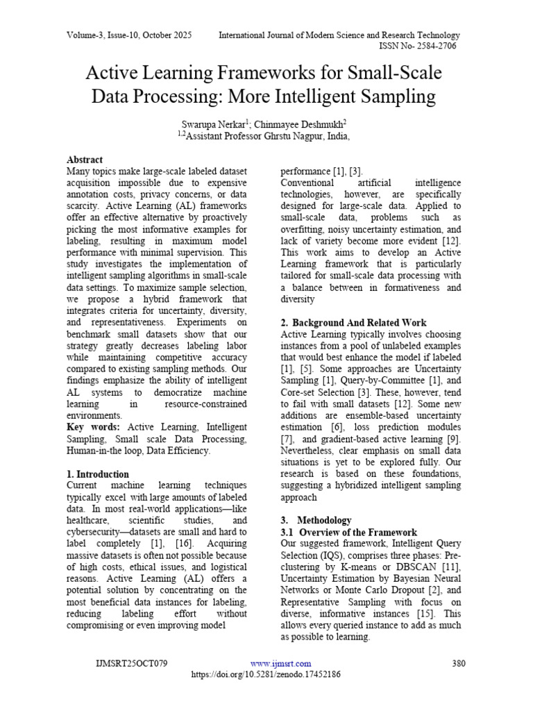 Active Learning Frameworks For Small-Scale Data Processing More Intelligent Sampling | PDF ...