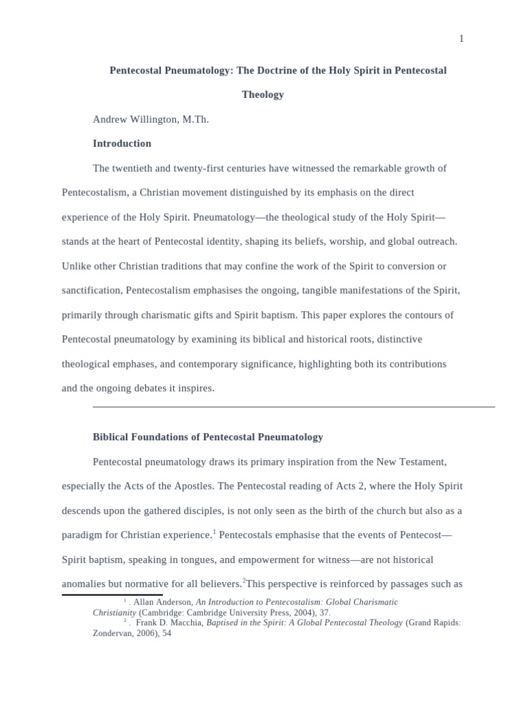 Pentecostal Pneumatology Explained | PDF | Pentecostalism | Baptism ...