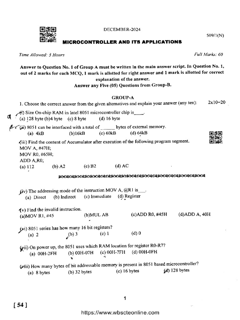 Ee 5 Sem Microcontroller and Its Applications 509 1 N Dec 2024 | PDF