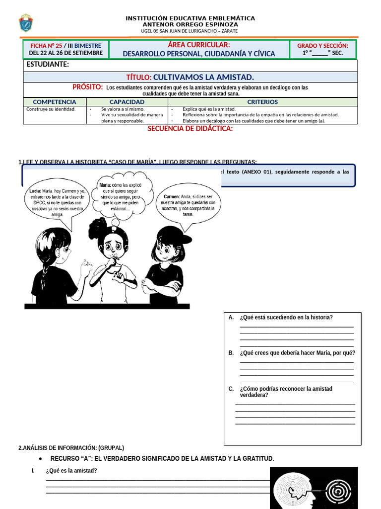 Cultivando la Amistad en el Aula | PDF | Gratitud | Las emociones