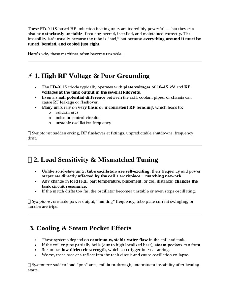 FD-911S Induction Heating Stability Guide | PDF | Vacuum Tube | Inductor