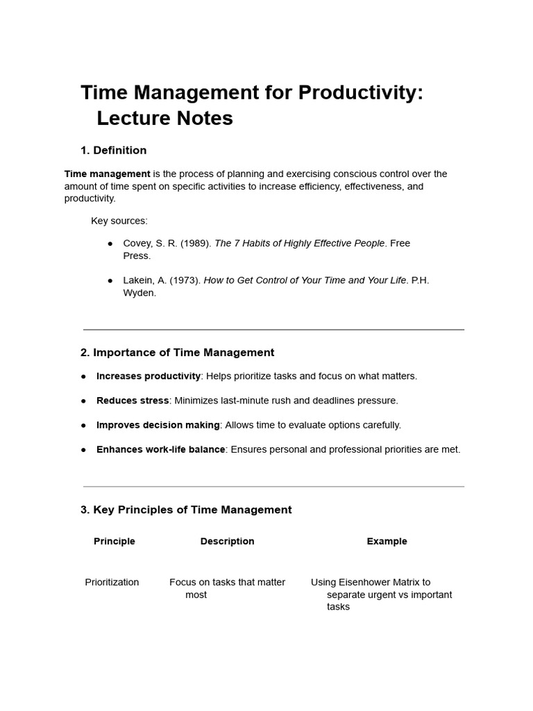 Effective Time Management Techniques | PDF | Time Management ...