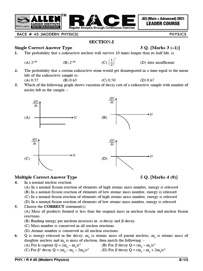 L-Race # 45 - (Modern Physics) Eng | PDF | Nuclear Physics | Atomic Nucleus