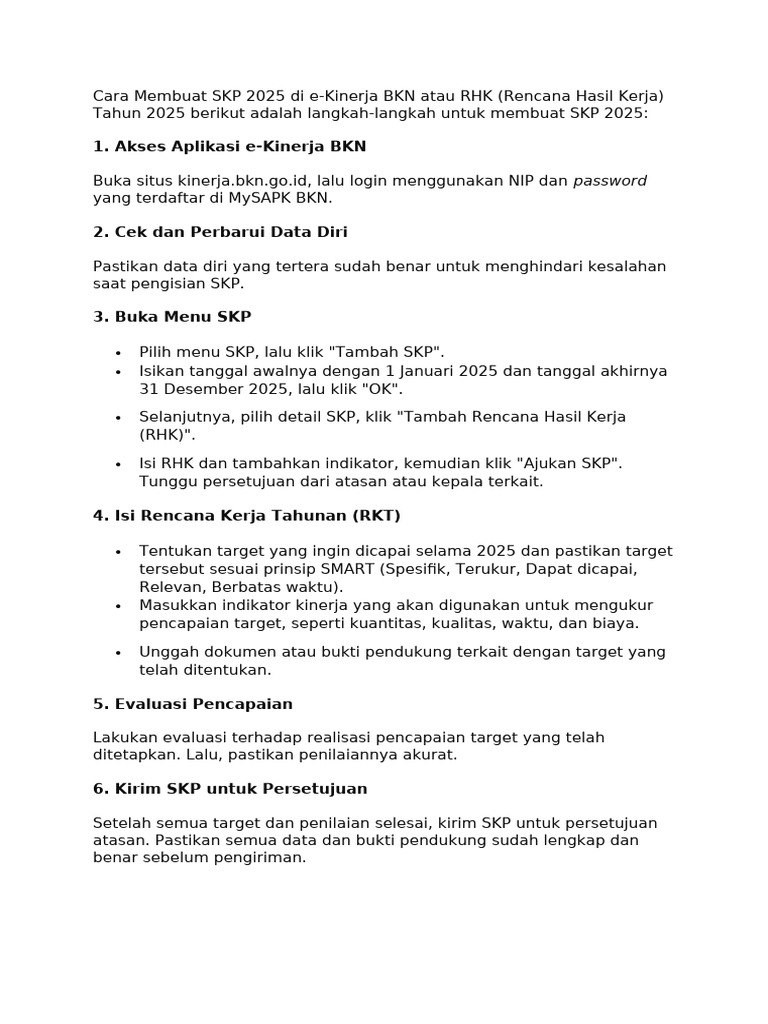 Cara Membuat SKP 2025 Di e | PDF