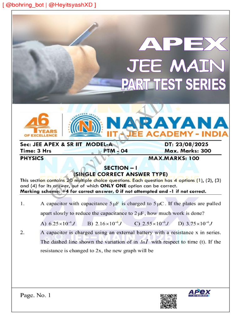 Narayana APEX PTM Question Paper | PDF