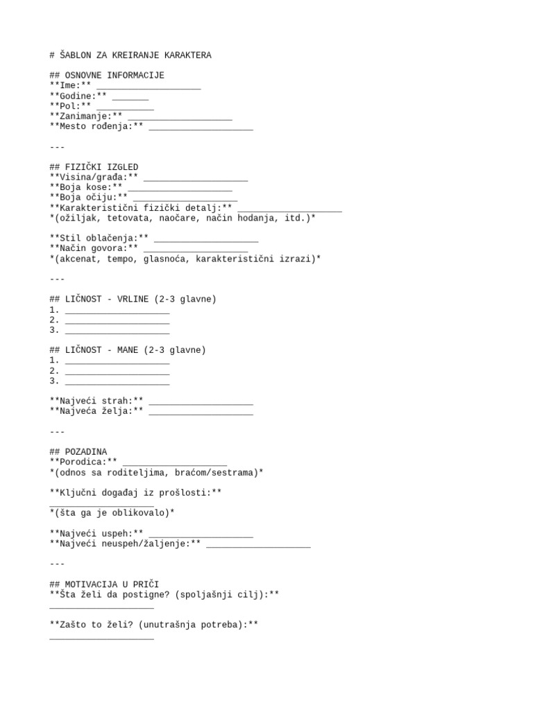 Character Template | PDF