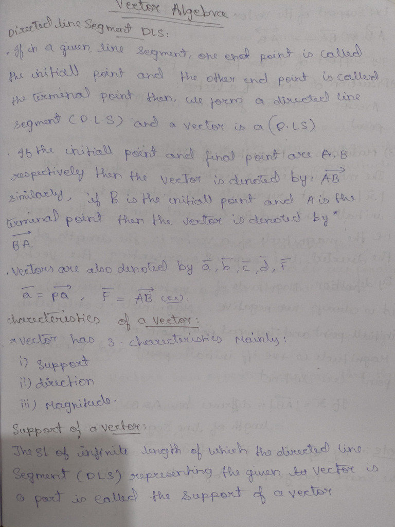 Vector Algebra Notes JEE | PDF