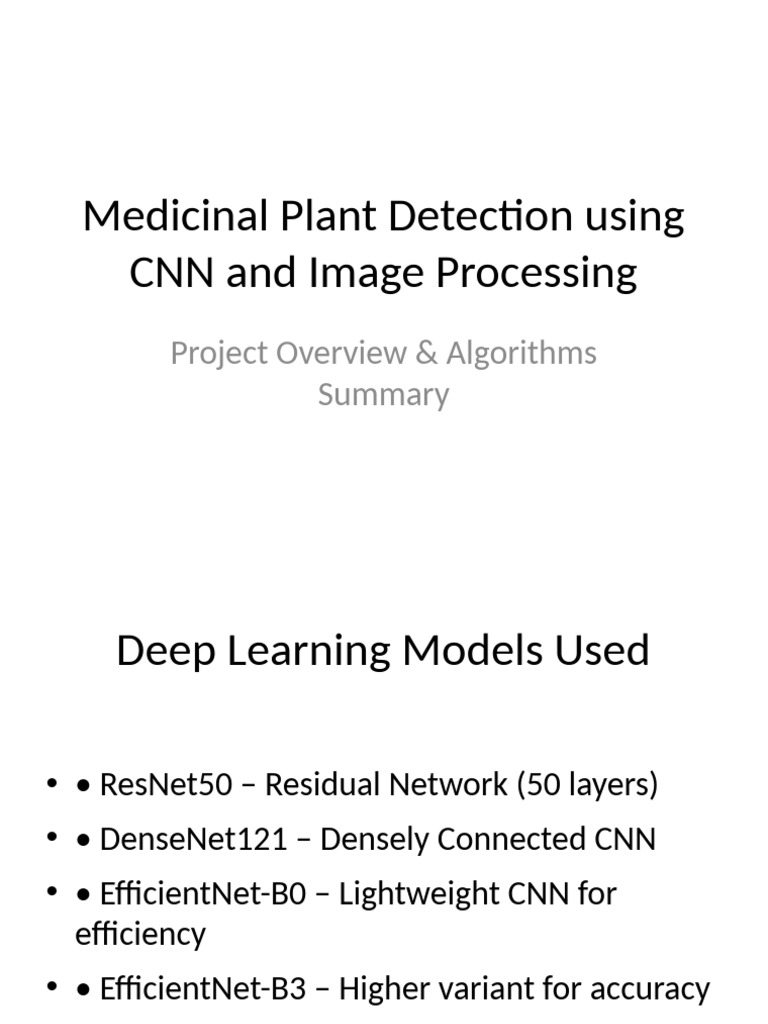 Medicinal Plant Detection Algorithms Summary | PDF