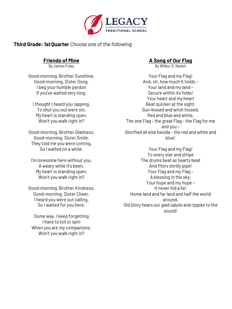 3rd Grade Poems | PDF