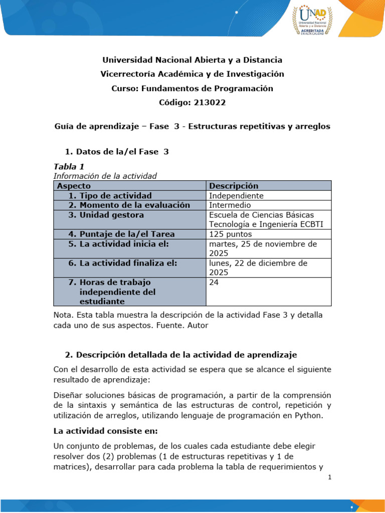 Guía de Aprendizaje - Fase 3 - Estructuras Repetitivas y Arreglos | PDF ...