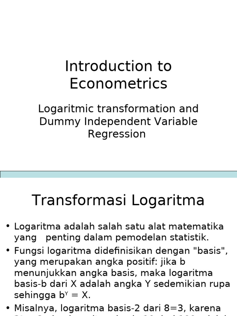 Transformasi Logaritma dan Variabel Dummy dalam Regresi | PDF