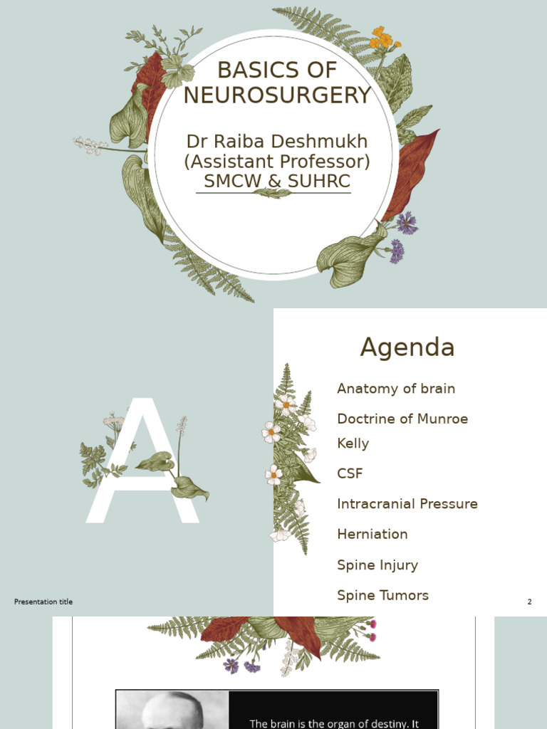 1, 2 3 Basics of Nurosurgery 2 | PDF | Cerebrospinal Fluid | Neurology