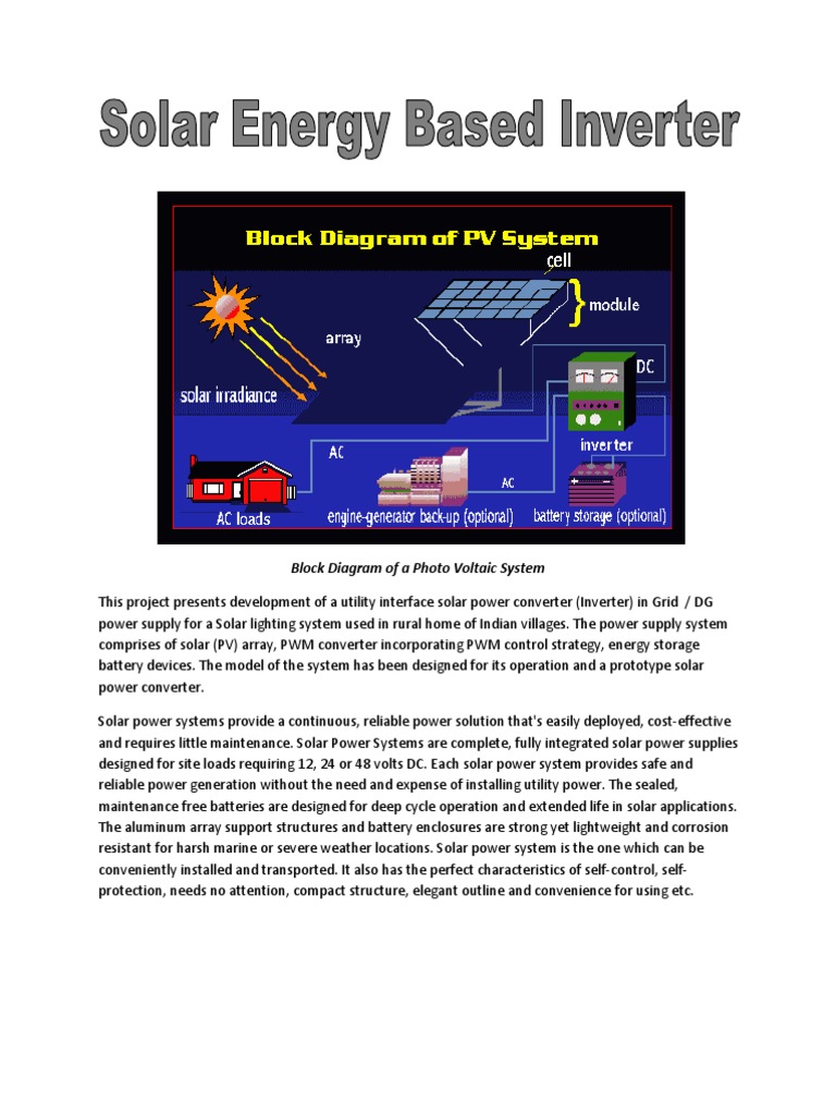 Block Diagram of A Photo Voltaic System | PDF | Photovoltaic System ...