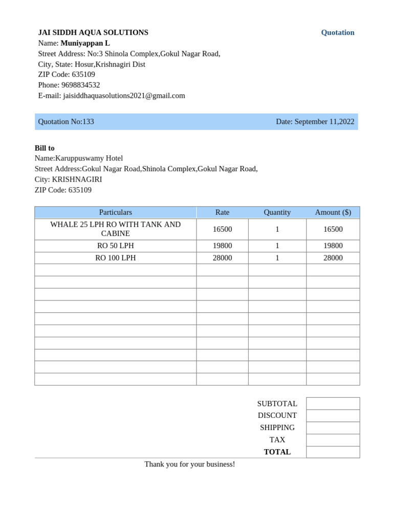 Hotel Quotation | PDF