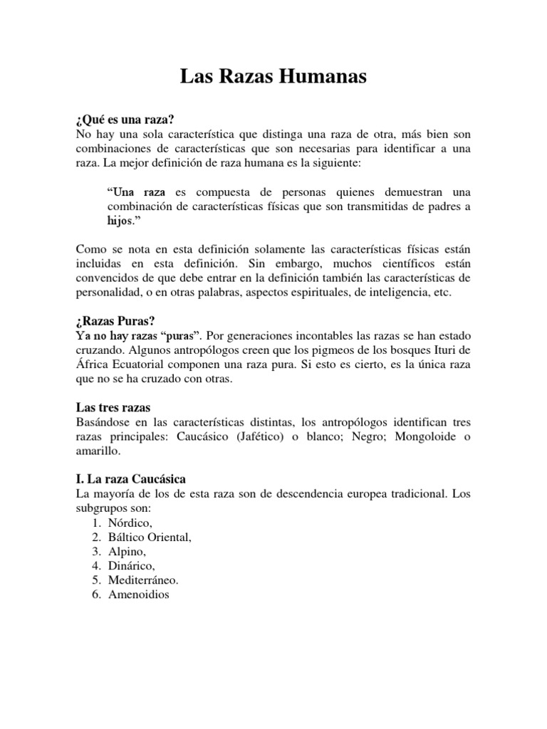 Las Razas Humanas | PDF | Raza (categorización humana) | Gente blanca