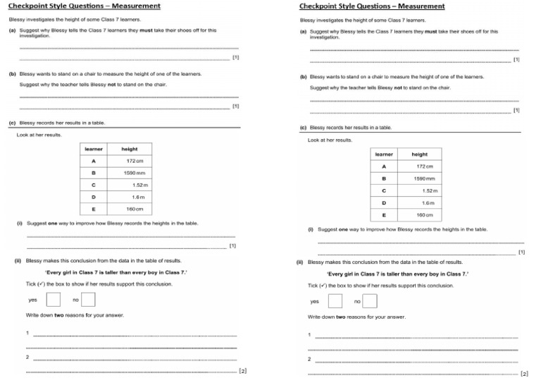 Checkpoint Styled Questions Measurement | PDF