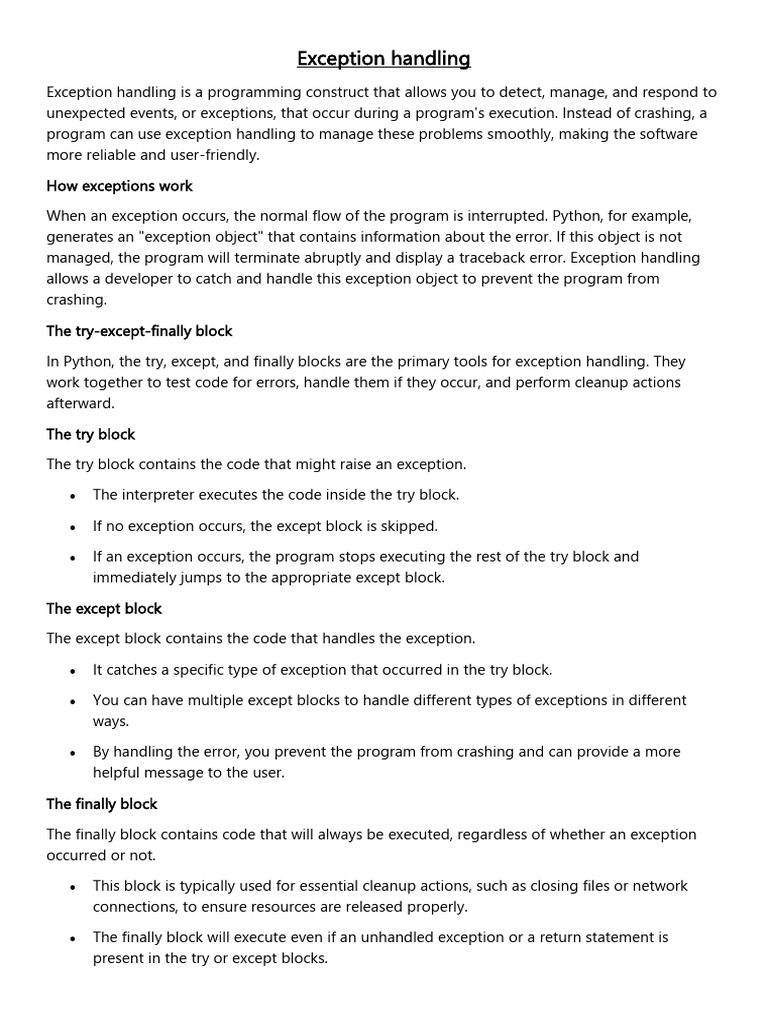 Exception Handling in Python | PDF | Systems Engineering | Information Technology