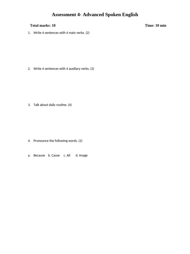 Advanced Spoken English Assessment Guide | PDF