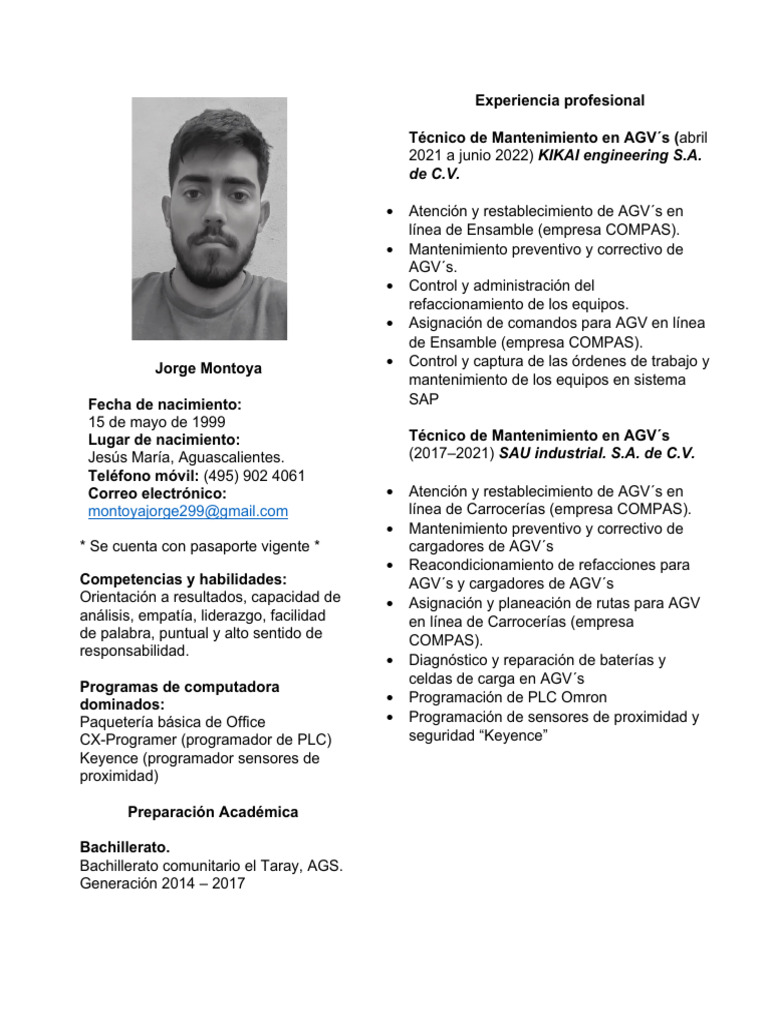 CV Jorge Montoya - Formato 2 | PDF | Informática
