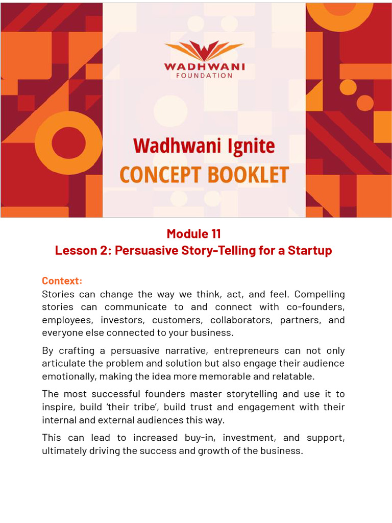 M11 - L2 Persuasive Story-Telling For A Feasible Venture Idea | PDF ...