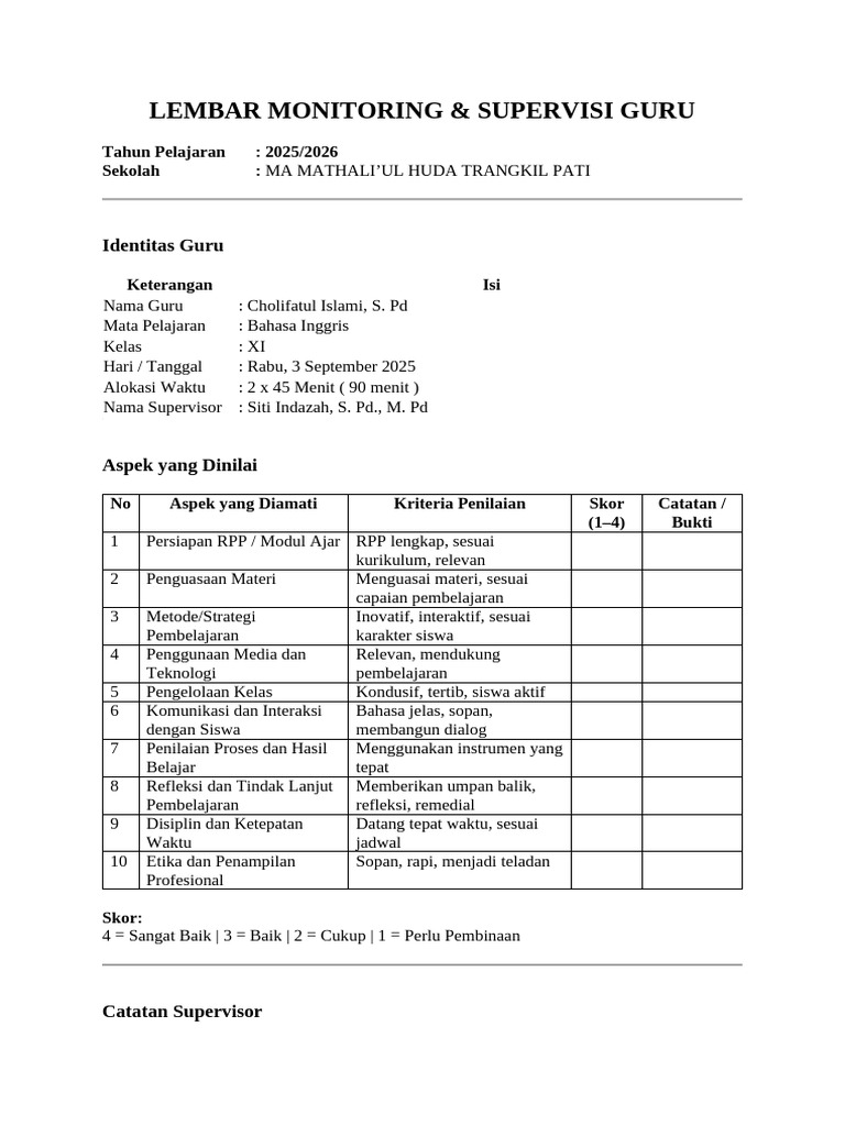 Lembar Monitoring | PDF