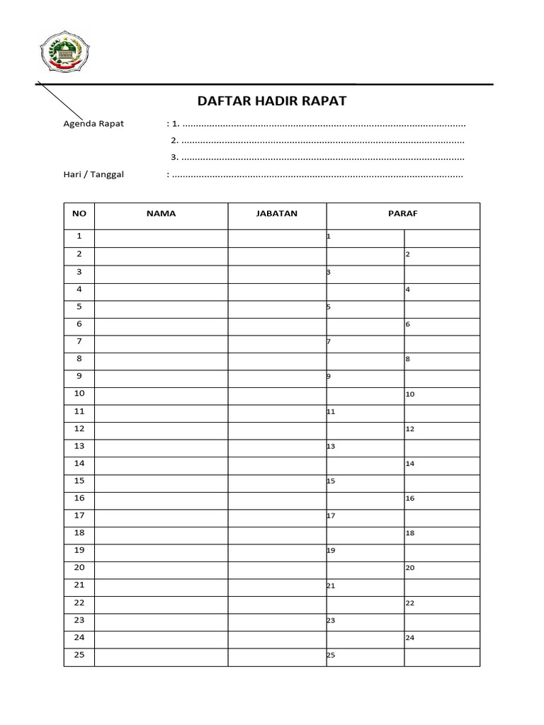 Daftar Hadir Rapat Guru | PDF