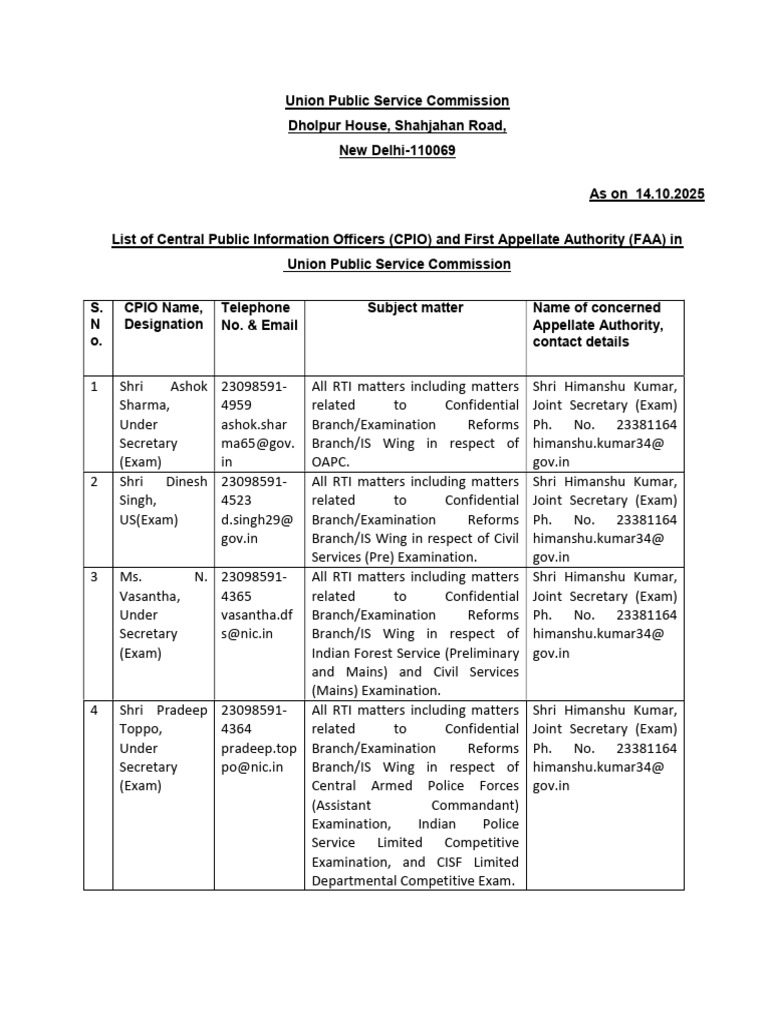 Rti Cpio Faa Eng 141025 | PDF | Government Of India