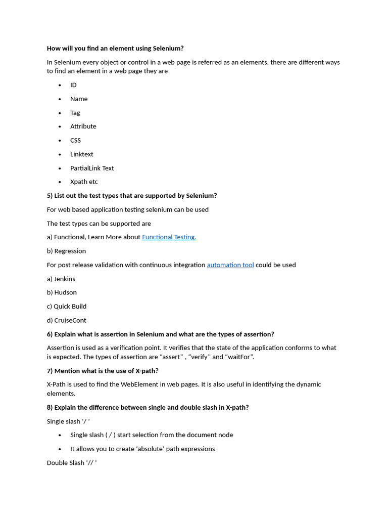 Selenium Interview Questions | PDF | Selenium (Software) | Software Engineering