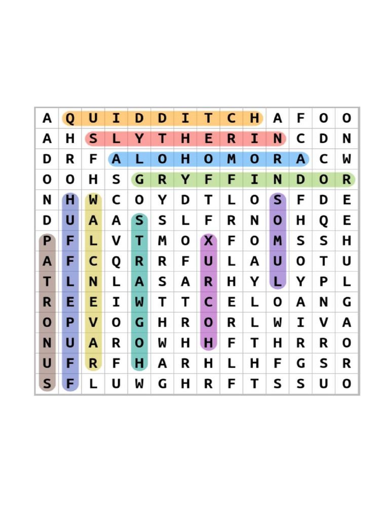 Harry Potter Word Search Answer Key | PDF