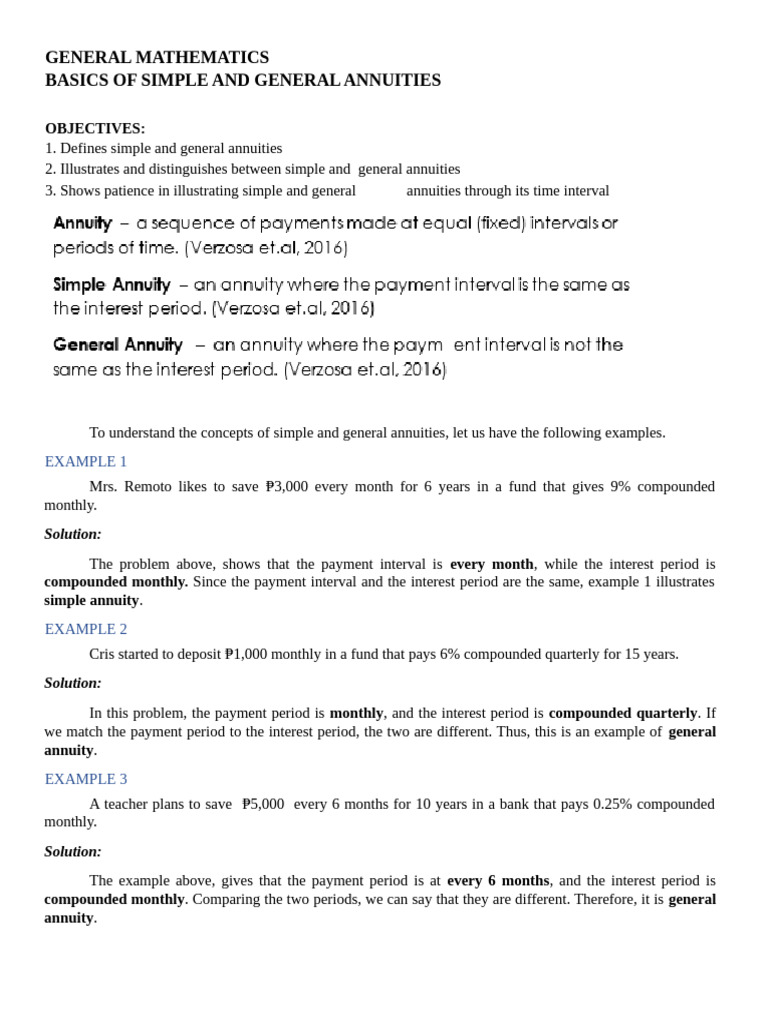 Module1 Basic of Simple and General Annuities | PDF | Interest ...