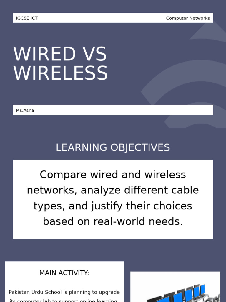 Wired Vs Wireless Presentation | PDF | Computer Network | Ethernet