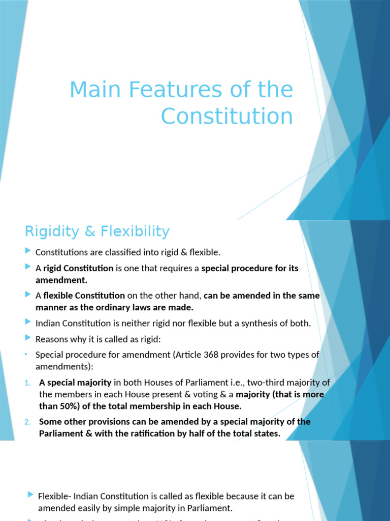 Key Features of the Indian Constitution | PDF | Government | Separation ...