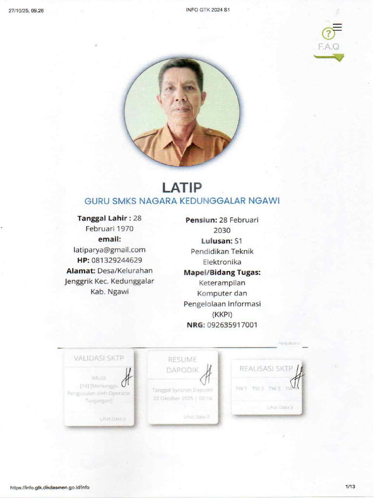 Info SGTK Pak Latip II | PDF