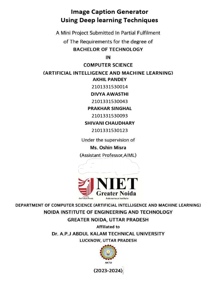 Image Caption Generator Report Final | PDF | Deep Learning | Artificial ...