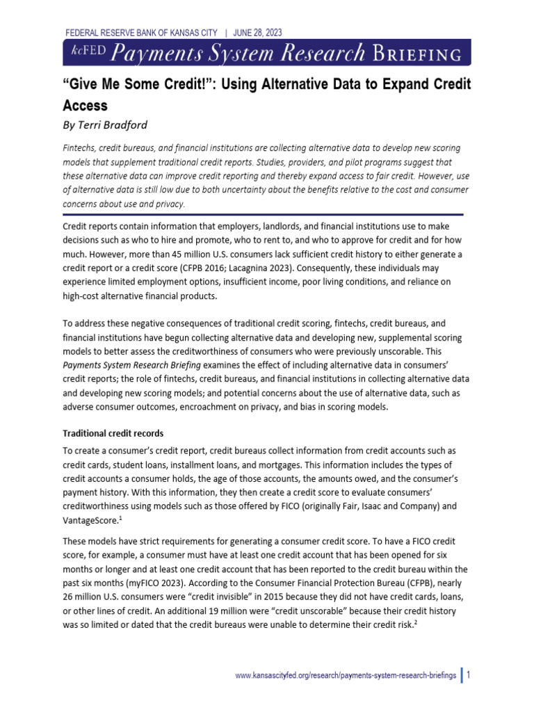 Using Alternative Data To Expand Credit | PDF | Credit | Finance ...