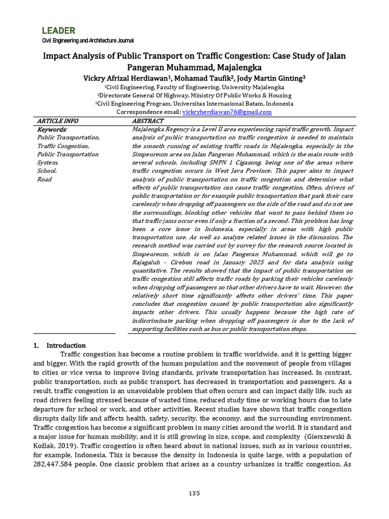 Public Transport's Impact on Traffic Congestion | PDF | Traffic ...