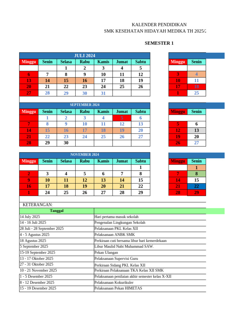 Kalender Pendidikan SMK 2025/2026 | PDF