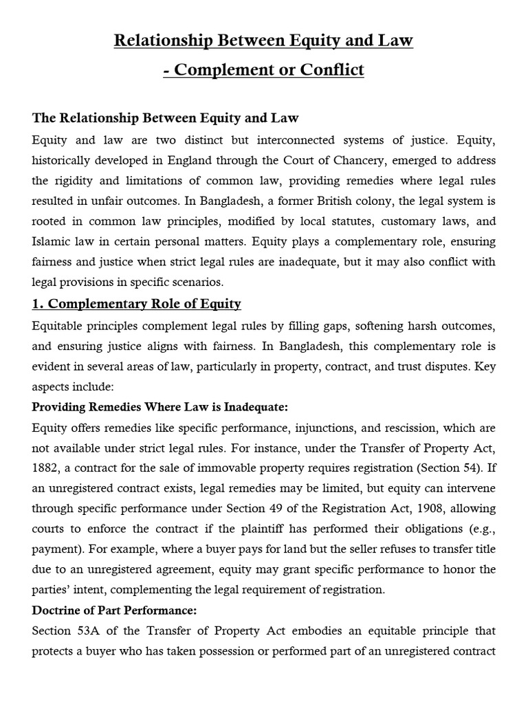 Material 4 - Relationship Between Equity and Law - Complement or ...