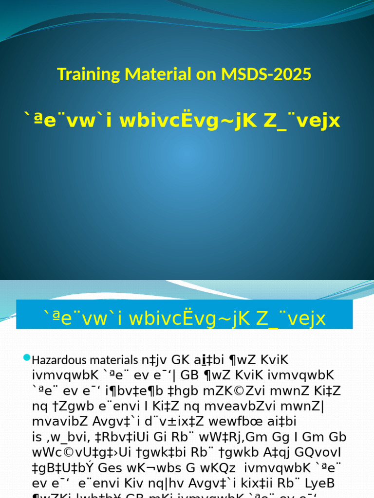 Training Material On MSDS-2025 | PDF