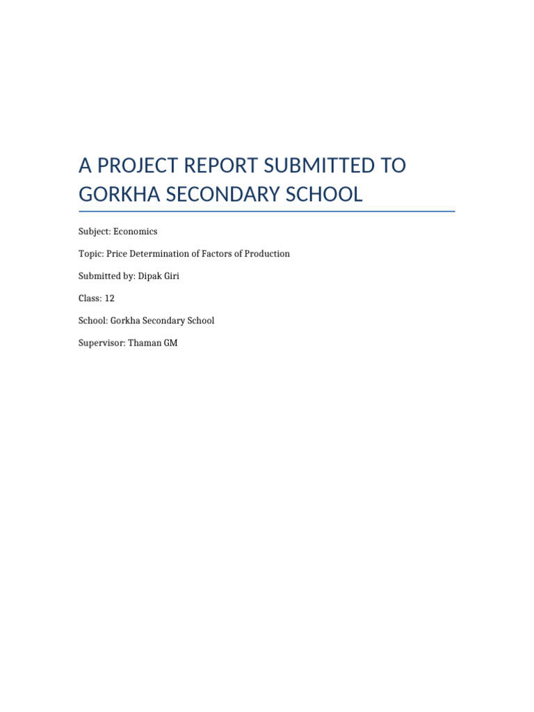 Economics Project Report Dipak Giri Final | PDF | Market (Economics ...
