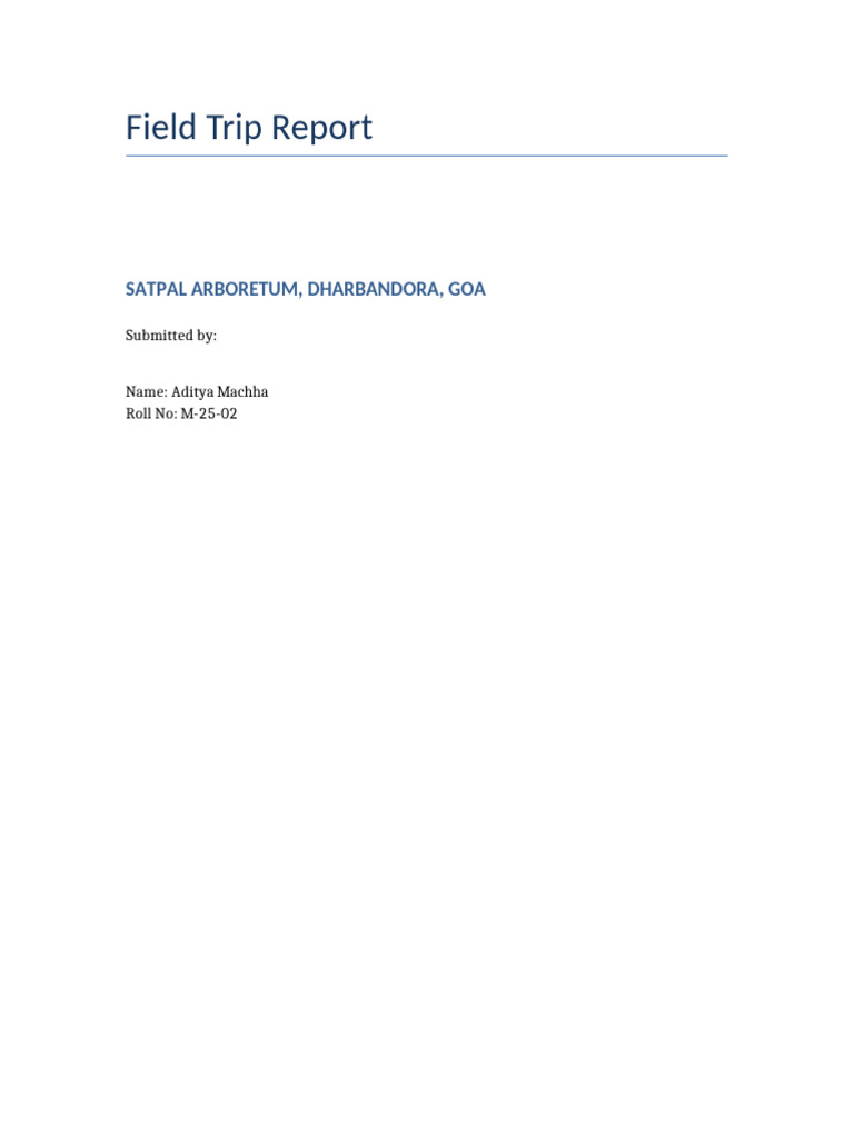 Satpal Arboretum Field Trip Report Aditya Machha | PDF | Biodiversity ...