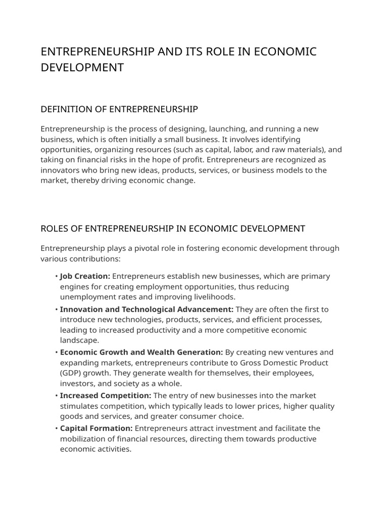 Entrepreneurship and Economic Development | PDF