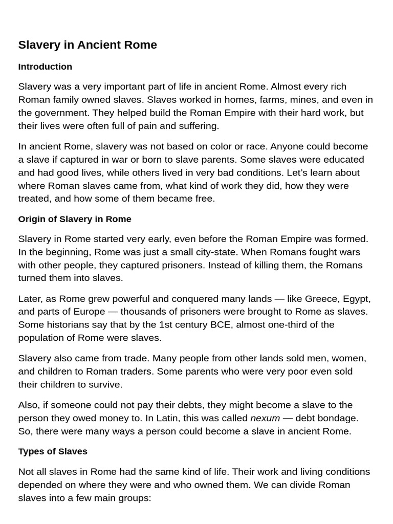 Slavery in Ancient Rome: A Complex History | PDF | Slavery | Ancient Rome