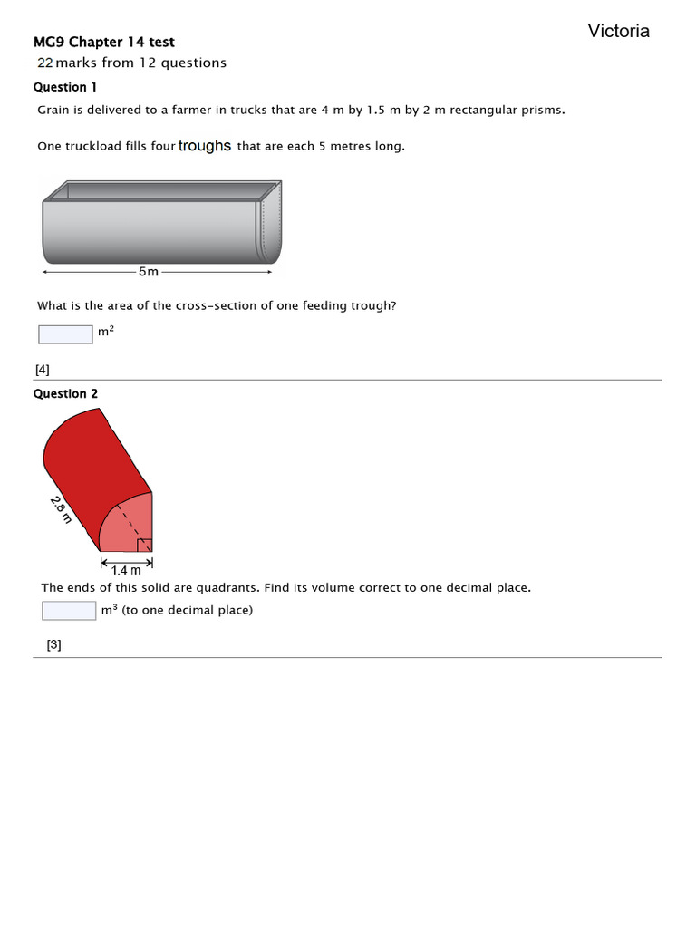 MG9 Chapter 14 Geometry Test Questions | PDF