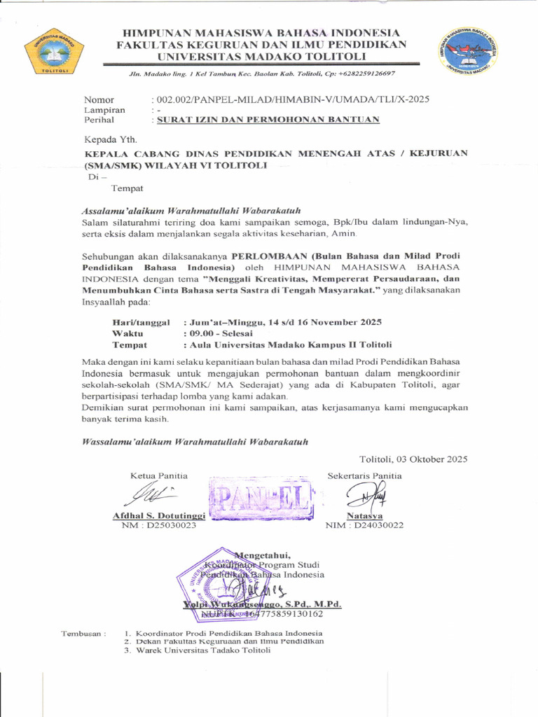Surat Permononan Bantuan (MADAKO) | PDF