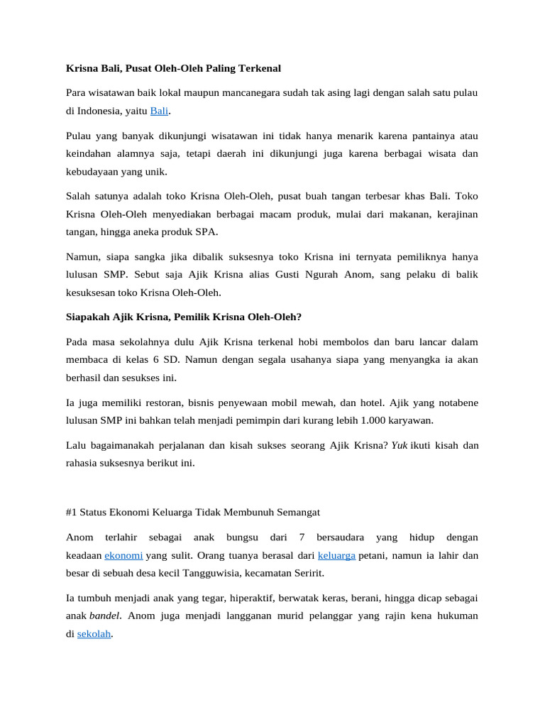 Kisah Sukses Ajik Krisna di Bali | PDF